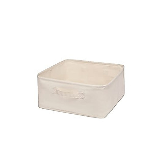 YONBEN Decorative Basket Rectangular Fabric Storage Bin Organizer Basket with Handles for Clothes Storage (13.7 x 13.7 x 6.2, Beige)