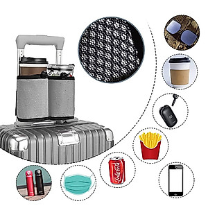 Luggage Cup Holder for Suitcase, qozabualy Hand Free Travel Bottles Carrier,Universal Suitcase Drink Holder - Hold Two Travel Mugs, Gifts for Flight Attendants Travel Essentials (Pink)