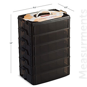 LifeSmart Stackable Bead Storage Organizer Box | DIY Art Craft Case with Adjustable Compartments | Small Plastic Bin Containers with Dividers for Toys, Jewelry, Fishing Tackles and Sewing Supplies