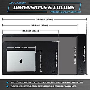 K KNODEL Desk Mat, Mouse Pad, Desk Pad, Waterproof Desk Mat for Desktop, Leather Desk Pad for Keyboard and Mouse, Desk Pad Protector for Office and Home (Black, 31.5" x 15.7")