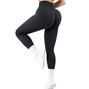 RUUHEE Women Seamless Butt Lifting Leggings High Waisted Tummy Control Workout Yoga Pants(Medium,Black)