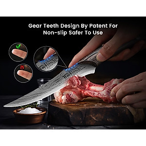 SYOKAMI Boning Knife for Meat Cutting, 6.7 Inch Japanese Style Fillet Knife with Wood Handle, High Carbon Razor Sharp Flexible Blade Deboning Knife, Damascus Pattern Full Tang Design Ideal for Gift