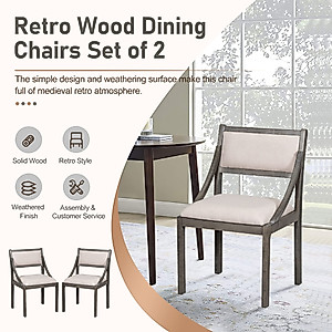 Merax (Natural Wood Wash 2-Piece Wooden Farmhouse Durable Legs for Kitchen Dining Room, Set of 4, Table Set-2 Chairs