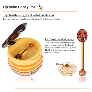 4PCS Honey Lip Balm Honey Pot & Strawberry Sleeping Lip Mask, Propolis Moisturizing Honey Lip Mask Lip Balm, Hydrating & Prevention Dry and Cracked Lip Scrubs Exfoliator, Winter Lip Care Products