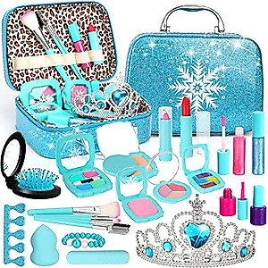Flybay Kids Makeup Kit for Girl,Washable Real Frozen Make up kit, Girl Toys for 4 5 6 7 8 9 Years Old Girl