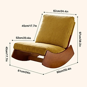 NRNQMTFZ Fabric Rocking Chair,Mid-Century Glider Rocker with Padded Seat,Seat Wood Base,Upholstered Rocking Chair,for Patio, Backyard, Balcony, Porc(Yellow)
