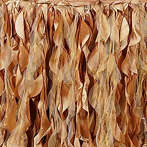 TABLECLOTHSFACTORY 21ft Enchanting Curly Willow Taffeta Table Skirt - Gold