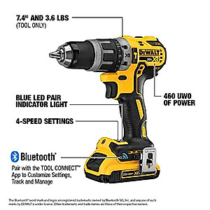 DEWALT 20V MAX* XR Hammer Drill Kit, Tool Connect Bluetooth (DCD797D2)