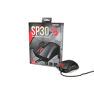 BLOODY SP30 Ergonomic Optical Switch Gaming Mouse - Fastest Mouse Switch in Gaming - Enthusiast Grade Sensor - 8 Programmable Buttons - Non-Slip Rubberized Black