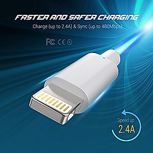 Novtech MFi Certified iPhone Charger Cable 3Pack 3FT USB to Lightning Cable 2.4A Fast Charging Cord Wire for iPhone 14 Plus 13 12 11 Pro Max XR Xs X 8 7 6 6s 5 5s SE iPad Air Pro Mini - White