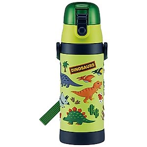 Skater SDPV5-A Children's Stainless Steel Water Bottle, Direct Dinosaurus, 16.2 fl oz (480 ml), Children's Friendly, Lightweight Type, For Boys, Cold Insulation, 3D Printed Waterbottle, Sports Bottle,