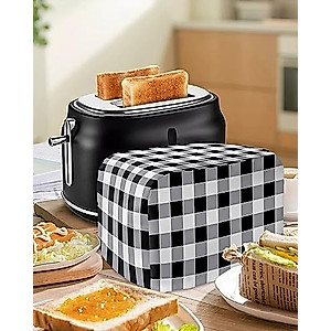 Toaster Cover, 2 Slice Toaster Cover Vintage Farmhouse Black White Buffalo Check Plaid Kitchen Small Appliance Covers, Dust and Machine Washable Bread Maker Cover (12w X 7.5d X 8h)