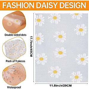 9Pcs Refrigerator Liners,Washable Refrigerator Mats Liner,EVA Daisy Refrigerator Liners,Waterproof Non-Slip Fridge Liners for Drawers Cupboard Placemats,BPA Free,17.7"x11.8",Non Adhesive