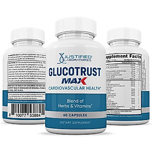 Justified Laboratories (2 Pack) Glucotrust Max 1295MG Formula Supplement Pills 120 Capsules