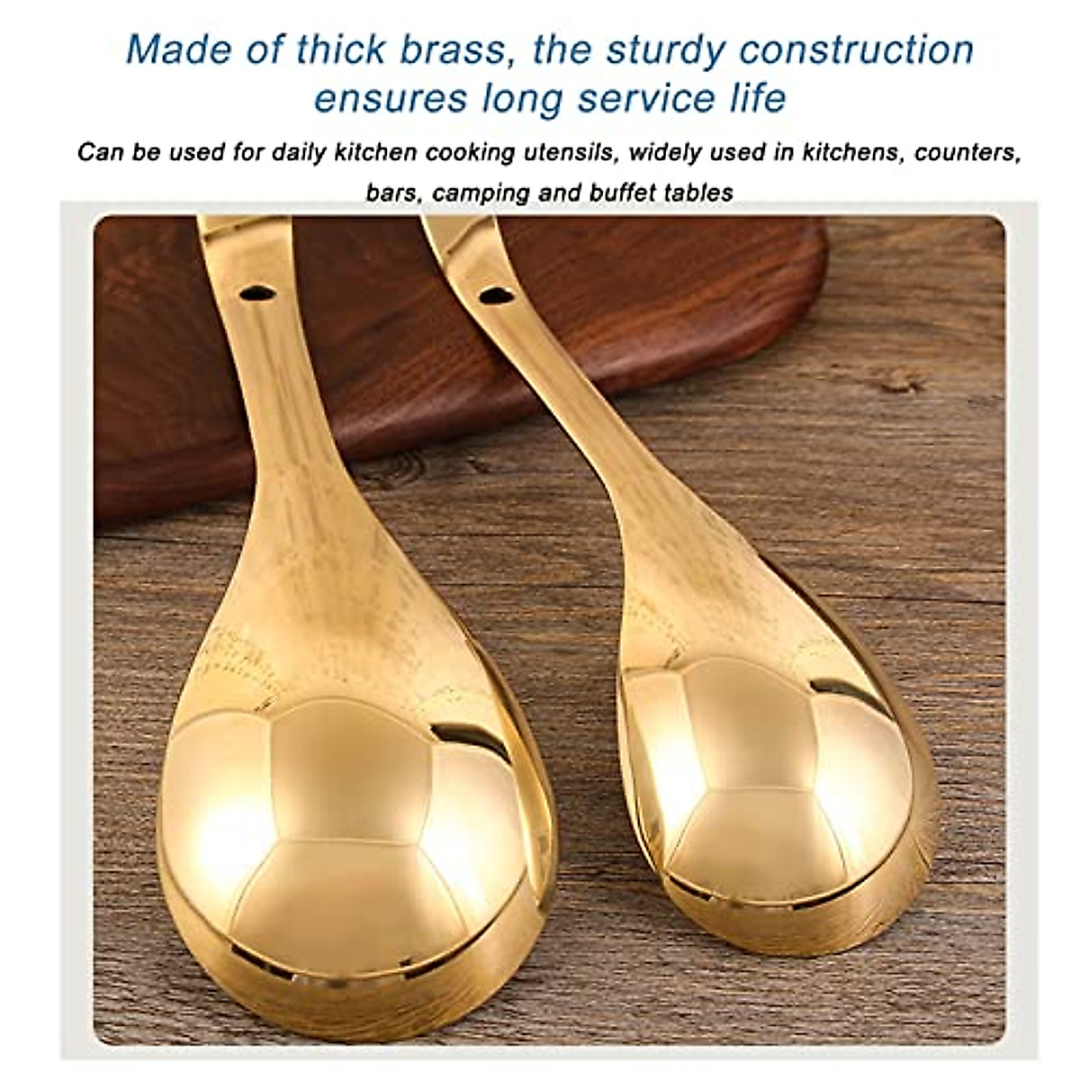 Serving Spoon, Brass Material Glossy Comfortable Grip Thickened Mirror Polished Finish Soup Ladle for Restaurant(Small)