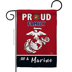 Breeze Decor Proud Family Garden Flag Armed Forces Marine Corps USMC Semper Fi United State American Military Veteran Retire Official House Banner Small Yard Gift Double-Sided, Red/Black