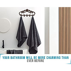 Cast Iron Wall Mounted Hanger – Vintage Design with 5 Hooks - For Keys, Towels, Robes, Clothes and More - Wall Mounted, Metal, Heavy Duty, Rustic, Vintage, Decorative Gift Idea - 12.6x5.9” | Brown