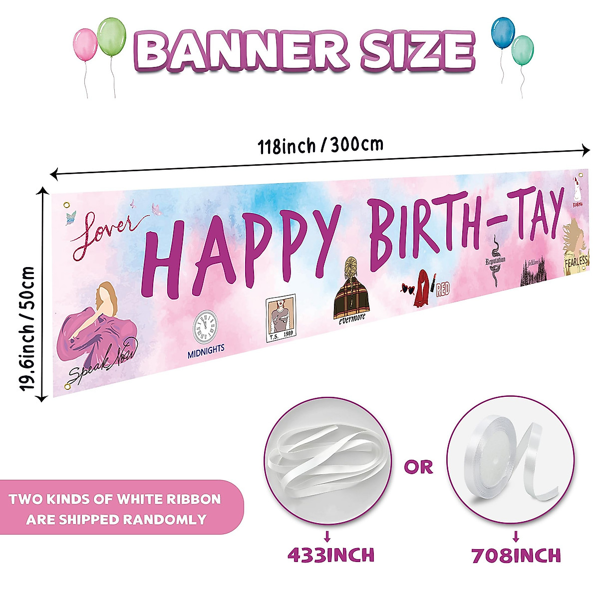 Hippeny Large Happy Birth-Tay Yard Banner for Girls, TS Birthday Party Decoration, Popular Singer Birthday Party Outdoor Backdrop Sign