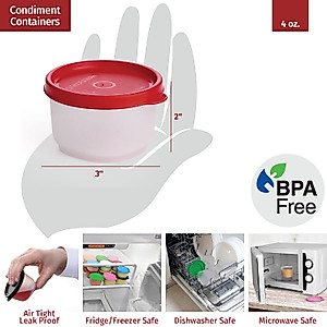 SIGNORA WARE Reusable Plastic Food Storage Containers 8 pack – 4 oz. Stackable Airtight Leak proof Food Containers for Snacks, Nuts, Baby Food, Picnics, Food Prep,Salad Dressing - BPA Free