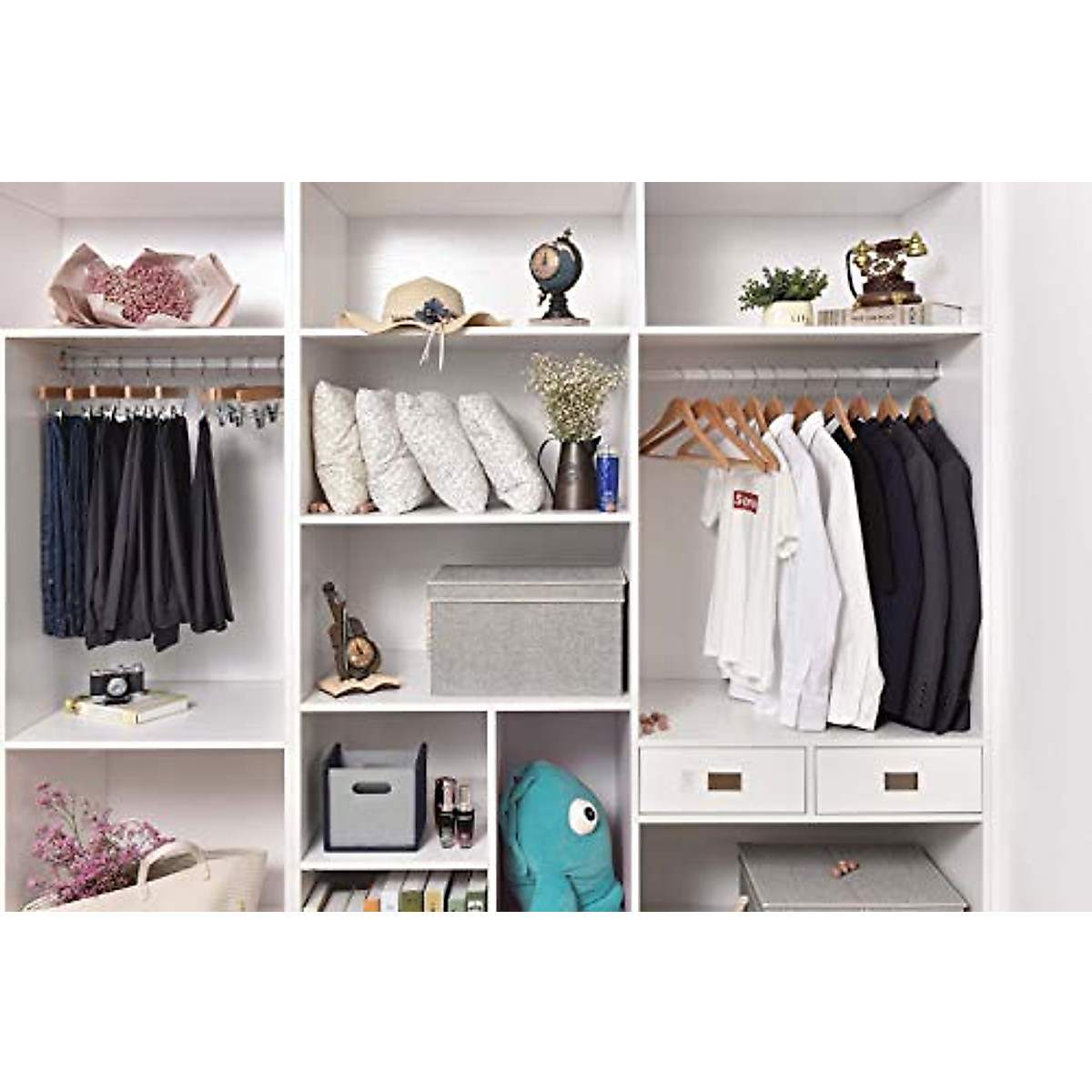 Quality Wooden Hangers - Semi Contoured Hanger Set in 20-Pack - Solid Wood Coat Hangers with Stylish Chrome Hooks - Heavy-Duty Clothes, Jacket, Shirt, Pants, Suit Curved Hangers (Natural, 20)