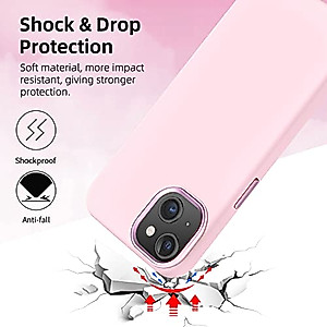 Ownest Compatible for iPhone 13 Case and iPhone 14 Case 6.1 Inch with Slim Silicone Shockproof Protective Phone Case for iPhone 13/iPhone 14 with [Soft Touch Microfiber Lining]-Light Pink