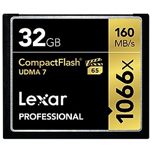 Lexar Professional 1066x 32GB VPG-65 CompactFlash card (LCF32GCRBNA1066)