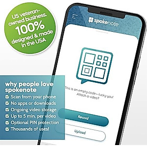 Spokenote - Thank You Card Bundle & Personalized Video Recording QR Code Stickers • Includes: 25 Thank You Cards with Envelopes & 10 Pack of Spokenote QR codes