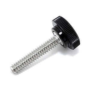 #10-24 x 1 Thumb Screw Stainless Steel - Black Knurled Round Plastic Knob - Standard/Coarse Thread Thumbscrew - Length: 1.000" - Proudly Built in USA - Package of (4)