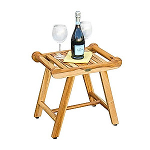 EcoDecors Fully Assembled Teak LiftAide Shower Bench With Support Arms- 20" W x 18" H x 14" D