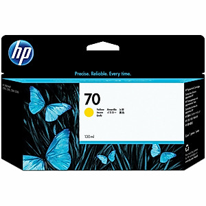 HP 70 Yellow 130-ml Genuine Ink Cartridge (C9454A) for DesignJet Z5400, Z5200, Z3200, Z3100 & Z2100 Large Format Printers - Yellow Printhead