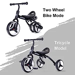 YGJT 4 in 1 Tricycle for Toddlers Age 2-5, Folding Toddler Bike Kids Trike Tricycles with Adjustable Seat and Removable Pedal, Baby Balance Bike Ride-on Toys Gift for Baby Boys Girls Birthday