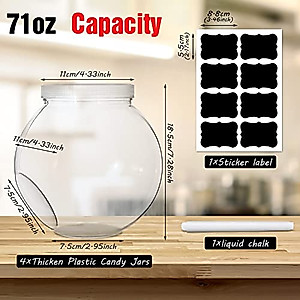 4 Pieces Plastic Candy Jars with Lids 71 oz Clear Cookie Jars Candy Buffet Containers Candy Holder for Candy Buffet Food Snack Storage Canister for Kitchen Counter with Marker and Labels