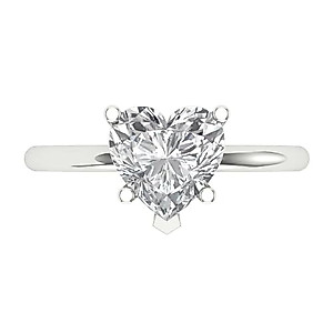 Clara Pucci 2.0 ct Heart Cut Solitaire Moissanite 5-Prong Engagement Wedding Bridal Promise Anniversary Ring 18K White Gold Size 6.75