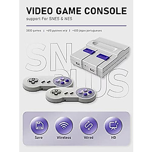 Super Classic Retro Game Console,4K HDMI Video Game System with Built in 2000+ Old School Classic Games and Dual Game Controllers Wireless,Support TF Card and Plug and Play.