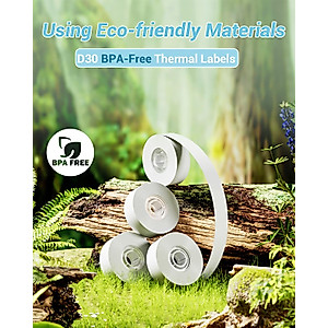 Phomemo 3 Roll D30 Adhesive White Continuous Thermal Label Paper 1/2 in X 20 Ft (15mm X 6m) Black on White, for Phomemo D30/D35 Label Maker