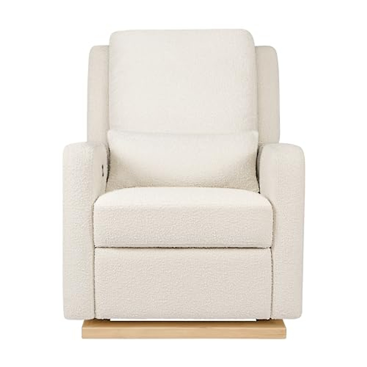 Babyletto Sigi Electronic Power Recliner and Glider with USB Port in Ivory Boucle with Light Wood Base, Greenguard Gold and CertiPUR-US Certified