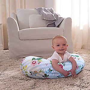 Boppy Nursing Pillow Original Support, Blue Pink Posy, Ergonomic Nursing Essentials for Bottle and Breastfeeding, Firm Hypoallergenic Fiber Fill, with Removable Nursing Pillow Cover, Machine Washable