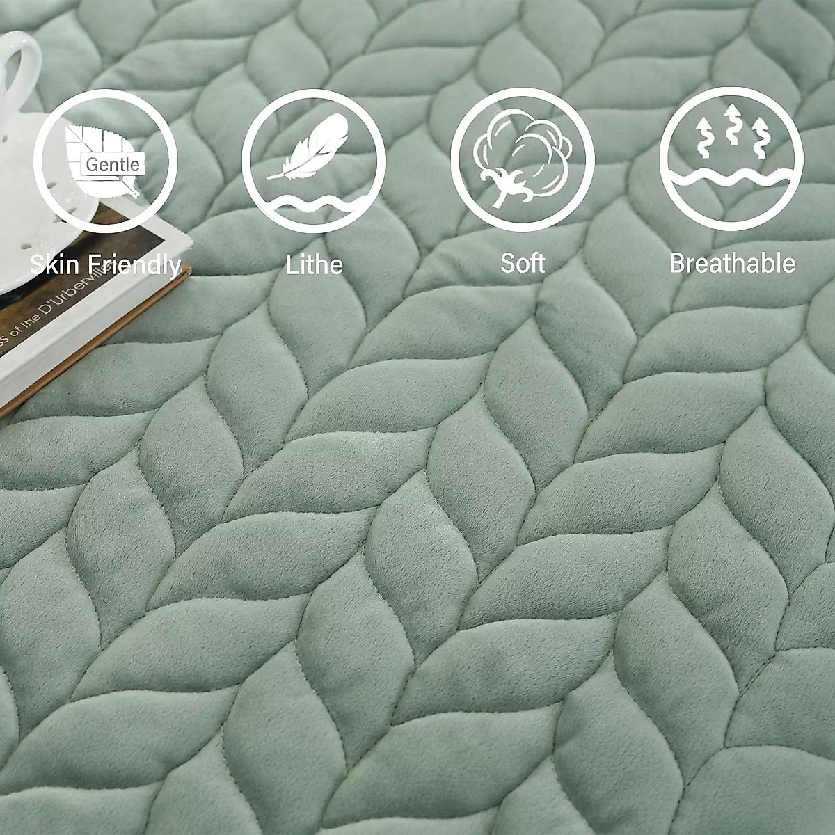 Dxcaicc Bay Window Seat Cushions Indoor Windowsill Pad Non-Slip Crystal Velvet Bench Cushion Living Room Home Decor Green Sill Mat for Tatami Sofa Bedroom 24 x 59 inches