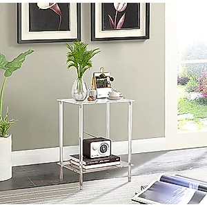 IRCPEN Acrylic Side Tables with 2 Shelve, End Table Set of 2, Nightstands for Tight Spaces, 2-Tier Tempered Glass Bedside Table for Office, Bedroom, Living Room, Study, Outdoor (2, Transparent)