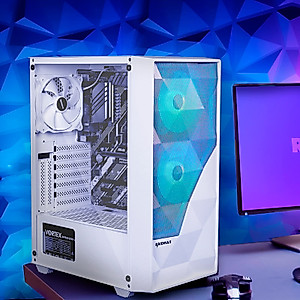Raidmax Meshian X902 PC Case, Mid-Tower Gaming PC Case with Diamond Mesh Grill, Tempered Glass Side Panel, Pre-Installed Fans Computer Case, ARGB Light, USB 3.0, HD Audio, ATX Case, White