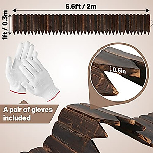 11.8in x 6.6ft Garden Fence, Wood Garden Border Edging, Anti-Corrosive Landscape Border, Wood Yard Fence, No Dig Planter Fencing for Flower Bed Lawns