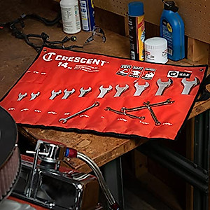 Crescent 14 Piece 12 Point SAE Combination Wrench Set with Tool Roll - CCWS4