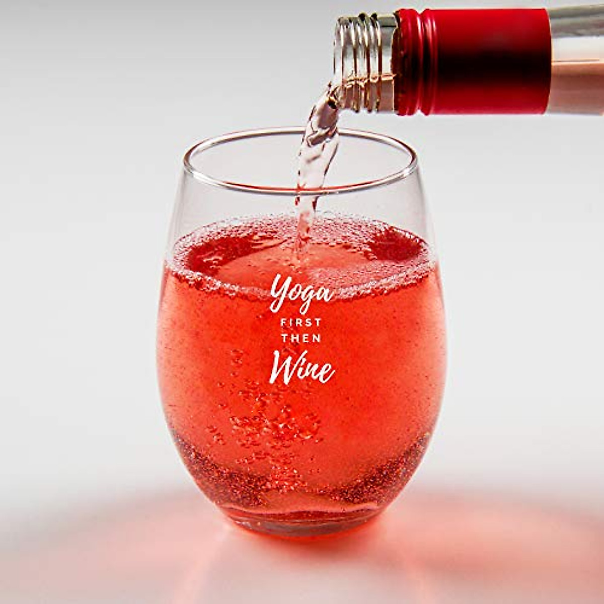 Firelou's Bargains, Yoga First Then Wine 15 oz. Novelty Stemless Wine Glass, Great gift for Yoga and Wine lovers. Relax with your favorite beverage after an intense Yoga session.
