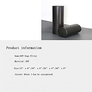 NC Foam Roller EPP Exercise Foam Roller High-Density Round Foam Roller Extra Firm High Density Foam Roller for Exercise, Massage, Muscle Recovery 12", 18", 24", 36" (Black, 12")