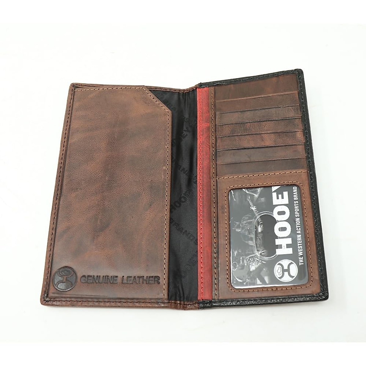 HOOEY Leather Men’s Western Rodeo Wallet (Laser Cut Aztec - Black/Red/Ivory)