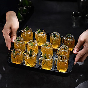 Cabilock Mini Glass Mason Jar Mason Jars Mugs with Glass Handles, 6pcs 40ml Drinking Glasses Old Fashioned Drink Glass for Beverages Wales Cocktails Beer Tea Party Favors Whiskey Glasses