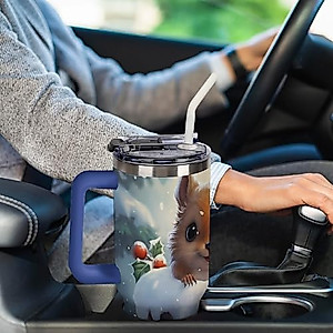 Squirrel 40 Oz Car Cup Stainless Steel Travel Mug Leak-Proof Insulated Tumbler with Handle Deep Blue-style