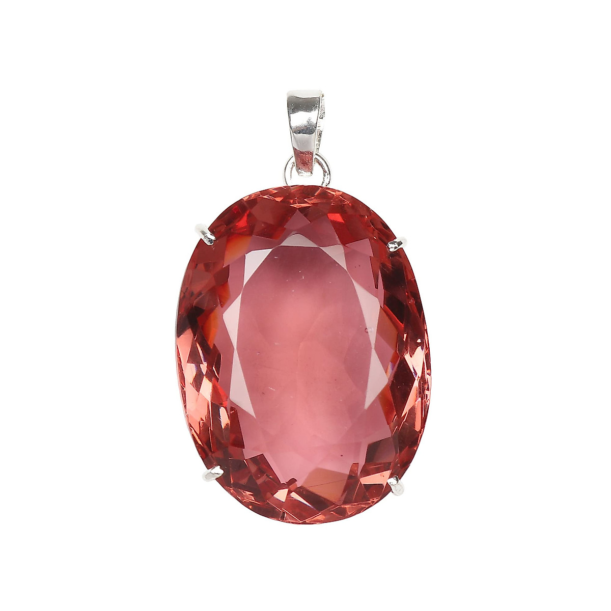 GEMHUB 19.39 Gram Oval Shape Alexandrite Gemstone Pendant Without Chain Sterling Silver Pendant Without Chain Faceted Oval Cut