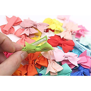 CELLOT Baby Hair Clips 50Pcs Tiny 2" Hair Bows Fully Covered Barrettes Clips for Baby Girls Infants and Toddlers,25 Colors in Pairs