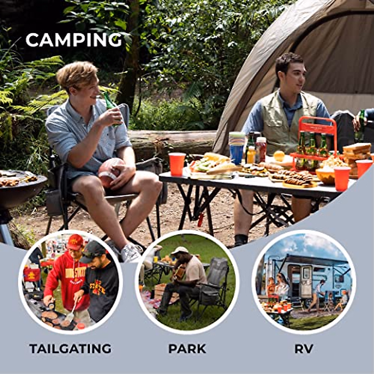 Camphor Designs Heavy Duty Portable Folding Camping Chair for Adults with Comfy Padded Backrest | for Outdoor & Sports, Backpacking, Beach, Lawn, Hunting, Tailgating, Fishing | Supports 400 Lbs